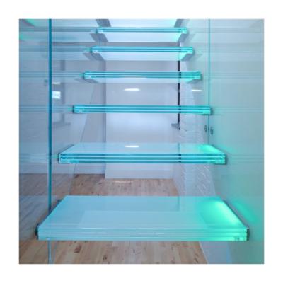Китай Building deck stairs glass tread straight staircase suspension glass stairway продается