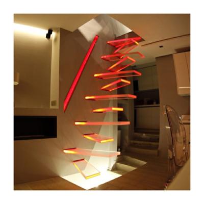 Китай Cable railing u shape plexiglass staircase floating glass stairs manufacturer продается
