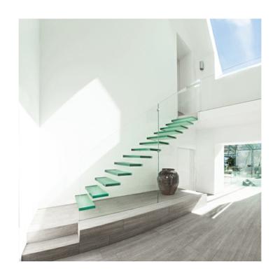 Китай Interior design stair glass staircase handrail floating staircase glass steps продается