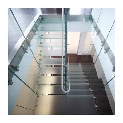 Китай Office building stairs tempered glass panel stairs modern glass floating staircase продается