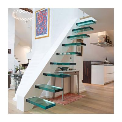 Китай Single stringer glass panel stairs glass balustrade suspension stairway продается