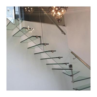 Китай L shape laminated glass stair glass tread floating stairs продается