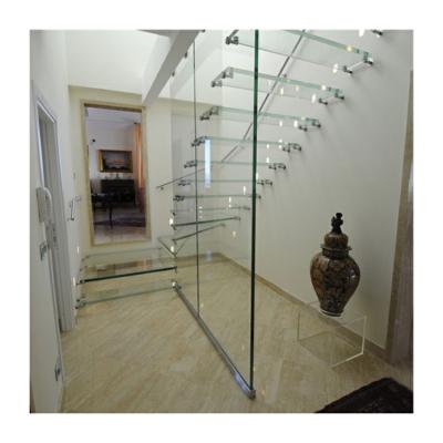 Китай Diy straight laminated glass tread stairs clear suspension glass stairway продается