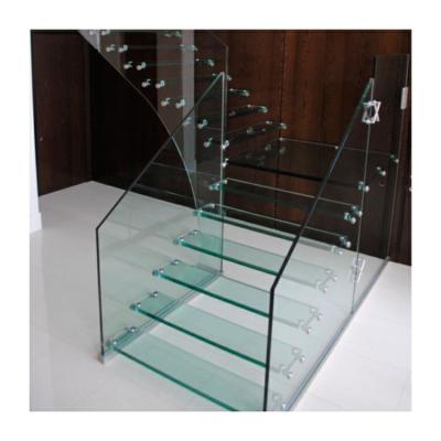 Китай Small space stairs tempered window glass walll for floating staircase продается