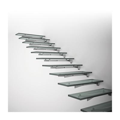 中国 Used circular laminated glass staircase floating glass stairs price 販売のため