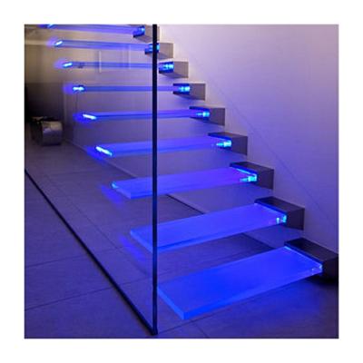 Cina Indoor straight stairs fiberglass glass baluster floating staircase in vendita