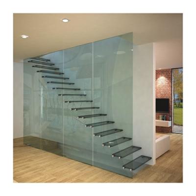 Cina Modern invisible beam tempered stair glass railing prices floating stairs with glass railing in vendita