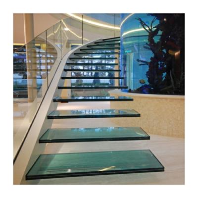Cina Library modern glass staircase hot selling glass floating stairs in vendita