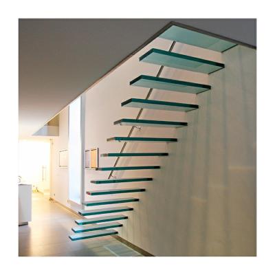 Cina Exterior stairs house glass staircase floating glass stair in vendita