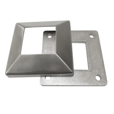 Cina Decoration Floor Post Tube Square 40*40 50*50Mm Handrail Base Plate Cover Stair Railing Pipe Base Cover in vendita
