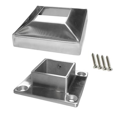 Cina Hot Sell Stainless Steel Square Tube Cover Balustrade Post Cover Stair Handrail Railing End Base Plate Cover in vendita