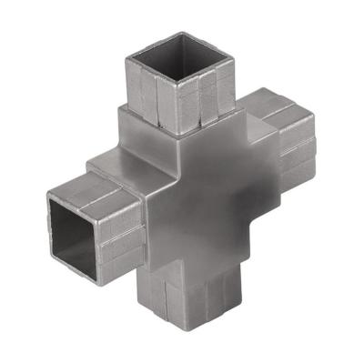 Cina Square Handrail Connector 4-way Handrail Corner Stair Railing Stainless Steel Balustrade Connector in vendita