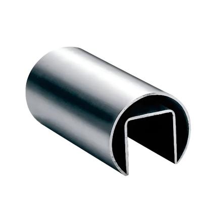 中国 304 316 Slot tube handrail stainless steel frameless glass railing slotted tube handrail tube fix on glass 販売のため