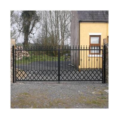 Cina Hot Galvanized Wrought Iron Driveway Gate Arch Steel Doors Wrought Iron Villa Gate Designs in vendita