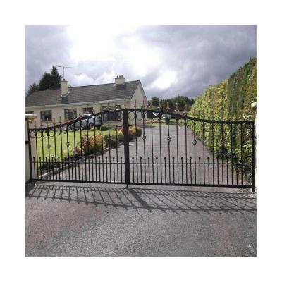 Cina Manual Metal Main Double Door Sliding Wrought Iron Motors Parking Speed Gate Ornaments Design With Galvanize Sheet in vendita