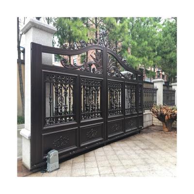 Cina Residential Black Color Powder Coating Galvanized Metal Aluminum Outer Door Entrance Driveway Swing Gate in vendita