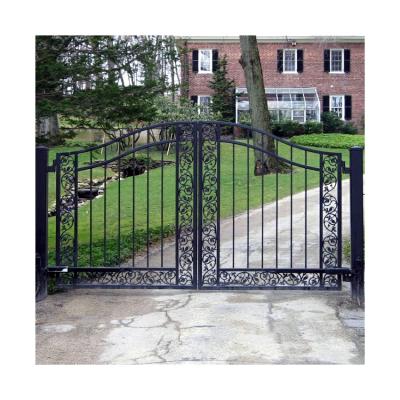 中国 Antique Design Classical Wrought Iron Entrance Gate Security Decorative Home Entry Double Iron Gate 販売のため