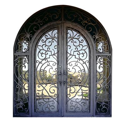 Cina China Supplier Customized Size Wrought Iron Doors And Window Double Large Glass Fixed French Door in vendita