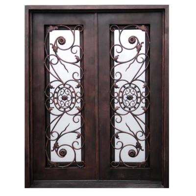 Cina China Cheap Price Modern Internal Fancy Metal Doors Interior Single Leaf Decorative Glass Wrought Iron Front Entry Door in vendita
