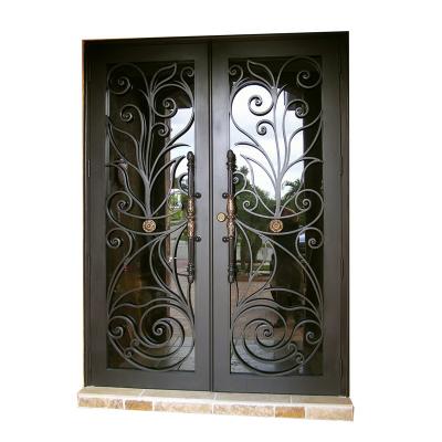 Cina Door New Exterior Main Entry Wrought Iron Luxury Swing Security Steel Door 3D Model Design Traditional Steel Wood Manual Desheng in vendita