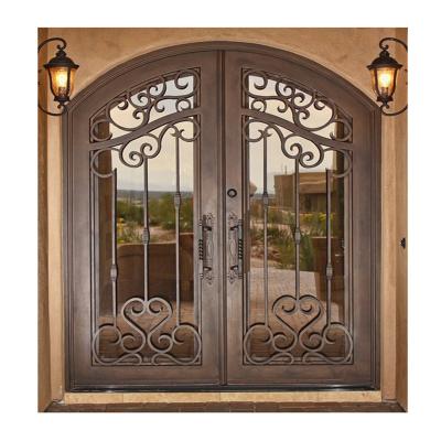Cina High Quality Luxury Custom Front Other Exterior Security Doors Double French Arches Wrought Iron Doors For Homes in vendita
