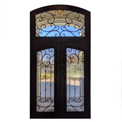 Cina New Modern Wrought Iron Front Door Swing Single Aluminum Frosted Glass Pivot Metal Steel Entry Doors For House Exterior Gate in vendita