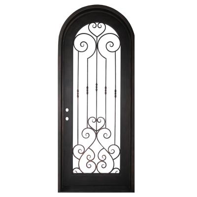 Cina Foshan Factory House Outside Safety Front Main Entrance Doors External Arch Rustic Wrought Iron Pipe Storm Security Door Design in vendita