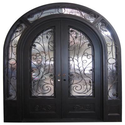 Cina Modern House Design Black Metal Entry Main Door Wrought Iron Steel Entrance Front Door in vendita