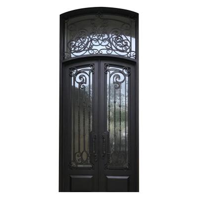 Cina Galvanized Cast Door Exterior Entrance Double Security Steel Metal Front Wrought Iron Doors in vendita