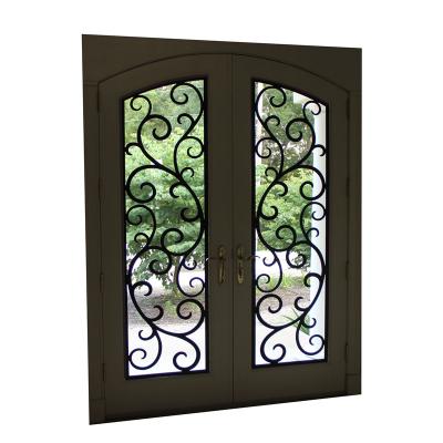 Cina Metal Exterior Glass Door Wrought Iron Door Designs Entrance Villa Iron Front Door in vendita