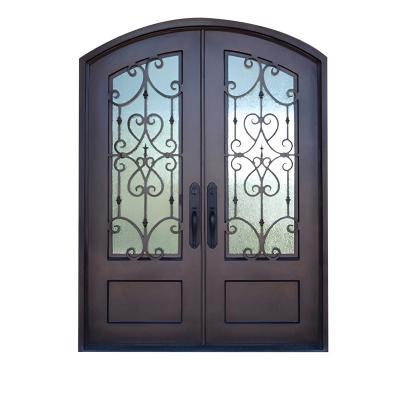 Cina Galvanized Cast Door Exterior Entrance Double Security Steel Metal Front Wrought Iron Doors in vendita