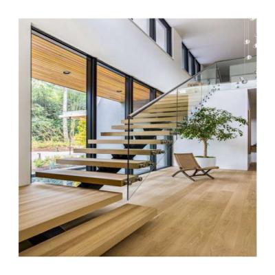 Cina Residential solid wooden indoor prefabricated stairs single stringer iron wood straight stairs in vendita