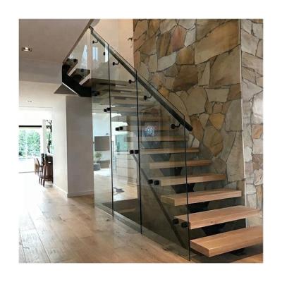 Cina China manufacturer beautiful wood tread desgin stairs mono stringer wood step glass straight stairs in vendita