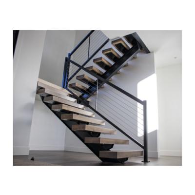 Cina Factory wholesale hardwood small space stair one beam wood steps straight stairway in vendita