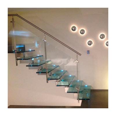 Cina Modern steel glass stair mono stringer straight led glass staircase in vendita