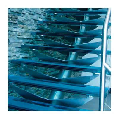 Cina Glass staircase design single stringer tempered glass circular staircase in vendita