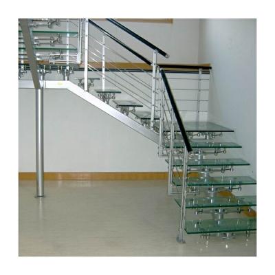 Cina Glass staircase price mono beam straight steel structural glass staircase in vendita