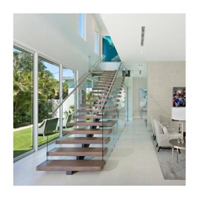 中国 Factory supplying teak wood stairs single keel new wooden straight stairway 販売のため