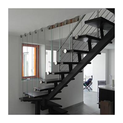 中国 Factory direct supply wooden staircase mono beam straight wood tread stairs 販売のため