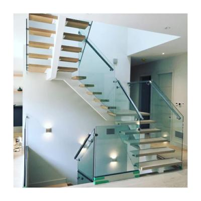 中国 China factory Solid Oak Wood Staircase one beam solid wood tread straight stairs 販売のため