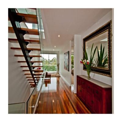 中国 Factory sale easy install wooden steps staircase central stringer ready made straight wooden stairway 販売のため