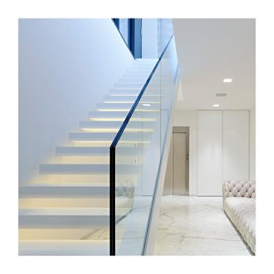 中国 Factory wholesale oak solid wood tread stairs unique keel glass wood straight floating stairway 販売のため