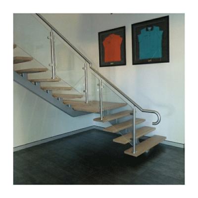 Китай Factory supply solid wood stairs single stringer height quality wood straight stairway продается
