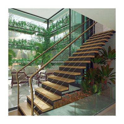 Китай Condominium white oak timber central stringer indoor steel wood straight stairway продается
