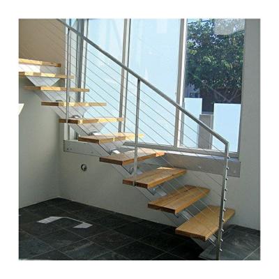 中国 Factory supply custom-made steel wood staircase unique keel solid wood tread straight staircase 販売のため