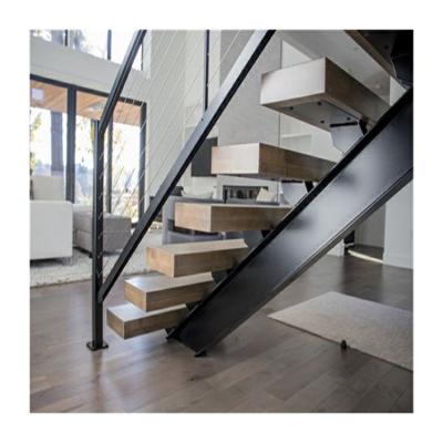 中国 Factory wholesale steel timber stairs one beam straight stairway with wood treads 販売のため