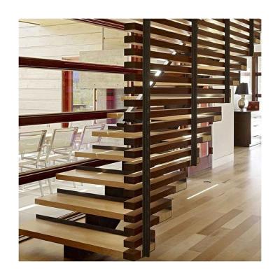 中国 Residential hereditary steel wood stair unique keel wood steps straight stair 販売のため