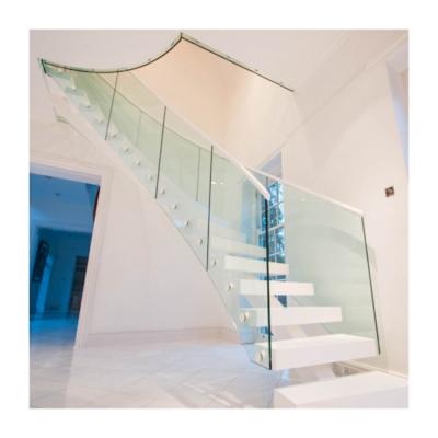 中国 Foshan factory cheap wood tread staircase single keel oak wood tread straight modern stairs 販売のため