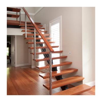 中国 WilliamArchi stairs wooden pipe handrail mono beam natural solid wood straight stairway 販売のため