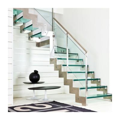 Cina Measuring for stair railing fantastic glass tread stair glass fence straight staircase in vendita